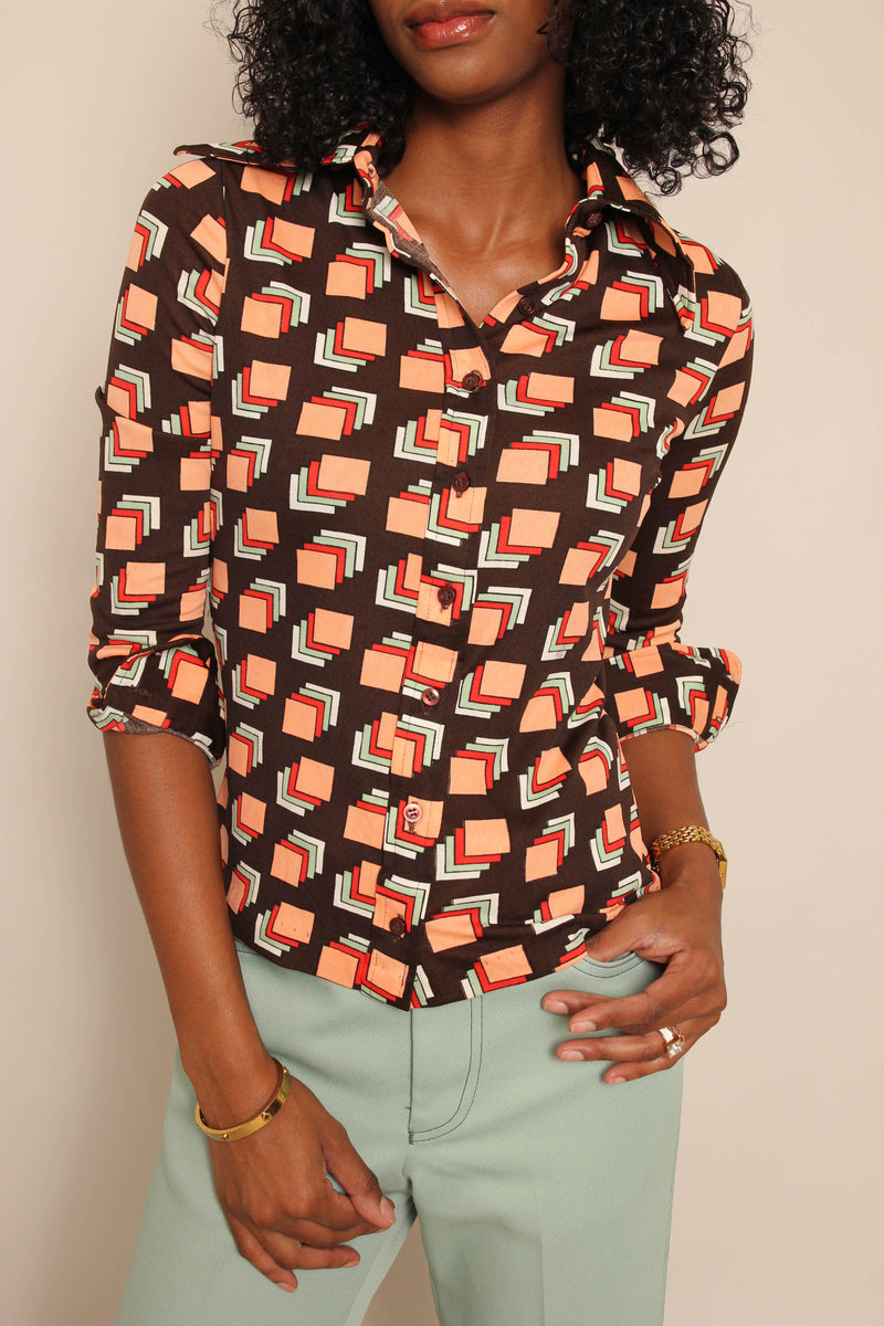 70s Mod Abstract Disco Shirt – Luxie Vintage