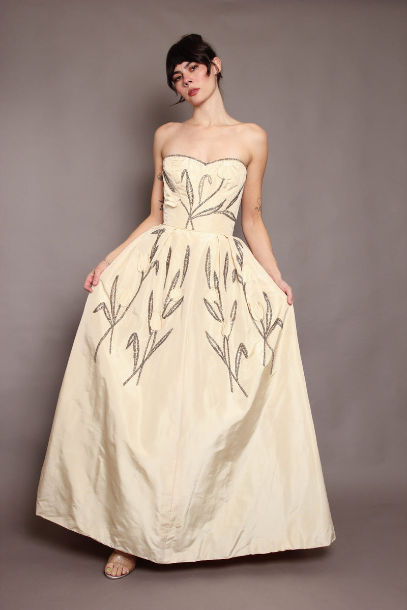50s Beaded Tulip Gown – Luxie Vintage