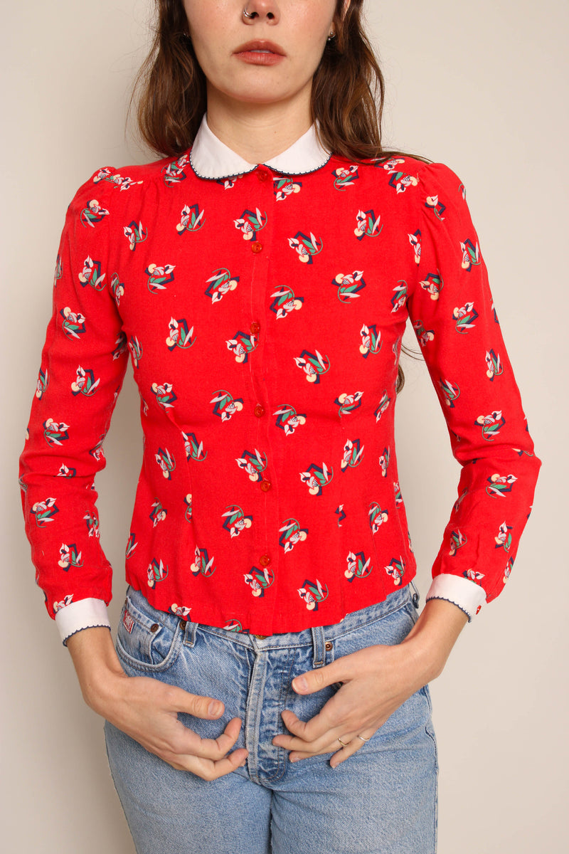 70s Peter Pan Collar Abstract Shirt – Luxie Vintage